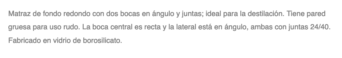 MATRACES: MATRAZ FONDO REDONDO 2 BOCAS ANG. 24/40 500 ML